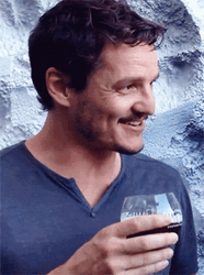 Pedro Pascal Eating Sandwich And Drinking Water GIF | GIFDB.com
