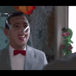 Pee Wee Herman Taping His Face GIF | GIFDB.com