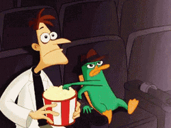 Perry The Platypus Eating Popcorn With Dr. Doofenshmirtz GIF | GIFDB.com