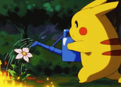 Pikachu Cute Watering Flower GIF | GIFDB.com