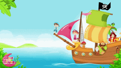 Pirate Ship Sailing In The Sea GIF | GIFDB.com