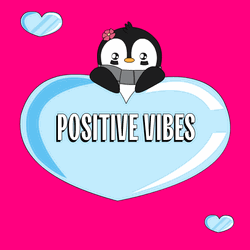 Positive Vibes Bouncing Heart Pudgy Penguin GIF | GIFDB.com
