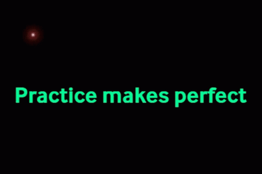 Practice Makes Perfect Text With Flare GIF | GIFDB.com