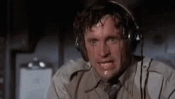 Pressured Airplane Pilot Ted Strike Sweating GIF | GIFDB.com