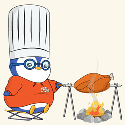 Pudgy Penguin Chef Cook Roast Chicken GIF | GIFDB.com