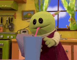 Puppet Enjoy Sipping Milkshake GIF | GIFDB.com