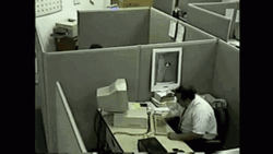 Rage Quit Office Worker Destroying Desktop Cctv Shot GIF | GIFDB.com
