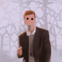 Rickroll Rick Astley Derp Face Dot Eyes GIF | GIFDB.com