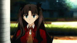 Rin Tohsaka Anime Sigh And Smile GIF | GIFDB.com