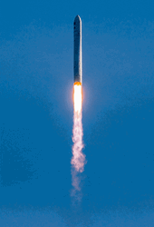 Rocket Ship Launching In Sky GIF | GIFDB.com