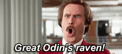 Ron Burgundy Shocked Great Odin’s Raven Anchorman GIF | GIFDB.com