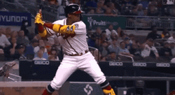 Ronald Acuna Jr Hitting Baseball Throwing Bat GIF | GIFDB.com
