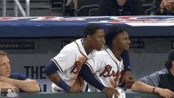 Ronald Acuna Jr Hugging A Teammate GIF | GIFDB.com