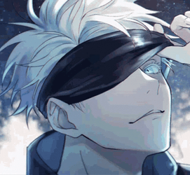 Satoru Gojo Peeking Under Blindfold GIF | GIFDB.com