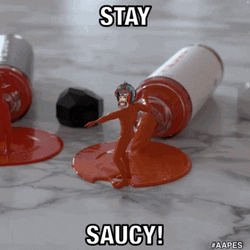 Saucy Sauce Bottle Spilling Featuring Dancing Monkey GIF | GIFDB.com