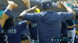 Seattle Mariners Win Team Cheering In Dugout GIF | GIFDB.com