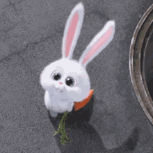 Secret Life Of Pets Smiling Snowball Rabbit Holding Carrot GIF | GIFDB.com
