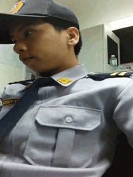 Security Guard Smile Peace Sign GIF | GIFDB.com