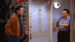 Seinfeld Newman Got Stuck In The Door GIF | GIFDB.com