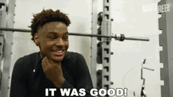 Shy Bronny James Coy Smile Interview GIF | GIFDB.com