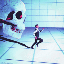 Skeleton Running Skull Chasing Man GIF | GIFDB.com