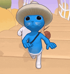 Smurf Cat Meme Walking With Friends GIF | GIFDB.com