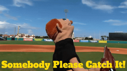 Softball Catch Puppet Yelling GIF | GIFDB.com