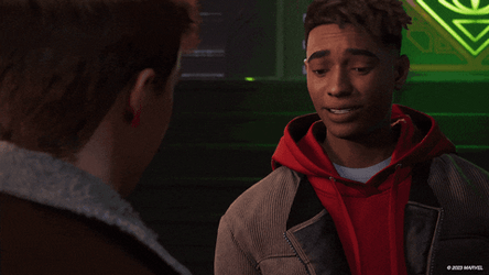 Spider Man 2099 Miles Morales And Peter Parker Talking GIF | GIFDB.com
