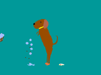 Spinning Dog Eating Floating Cupcakes GIF | GIFDB.com