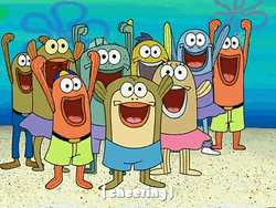 Spongebob Fire Fish People Cheering GIF | GIFDB.com