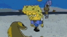 Spongebob Squarepants Sad And Stooping Down GIF | GIFDB.com