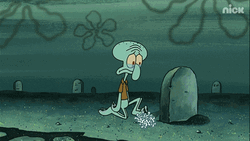 Squidward Visiting Grave GIF | GIFDB.com