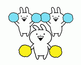 Sticker Bunny Cheering Squad Of Three GIF | GIFDB.com