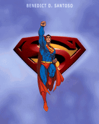 Superman Flying With Logo Behind GIF | GIFDB.com