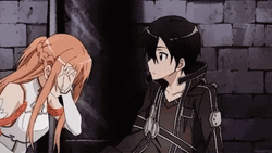 Sword Art Online Asuna Kirito Hugging GIF | GIFDB.com