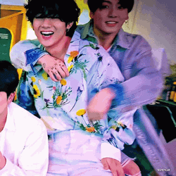 Taekook Screaming And Raising Arms GIF | GIFDB.com