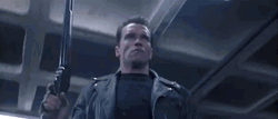 Terminator Arnold Schwarzenegger Holding A Gun GIF | GIFDB.com