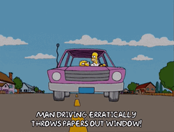 Throwing Papers While Driving Homer Simpson GIF | GIFDB.com