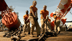 Tough As Nails Contestants Dragging Chain GIF | GIFDB.com