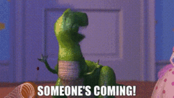 Toy Story Rex Someone's Coming GIF | GIFDB.com