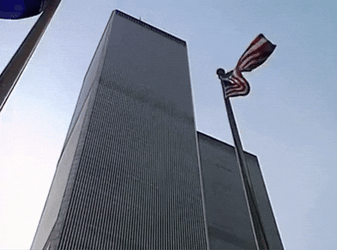 Twin Towers Falling American Flag Waving GIF | GIFDB.com
