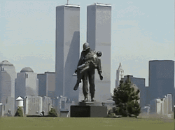 Twin Towers Falling Liberty State Park GIF | GIFDB.com