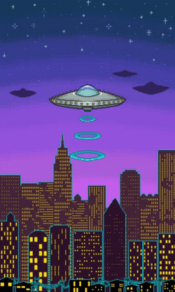 Ufo Art Invading City GIF | GIFDB.com