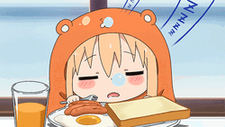 Umaru Sleeping In Front Of Food GIF | GIFDB.com