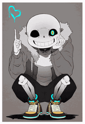 Undertale Character Sans With Blue Heart GIF | GIFDB.com
