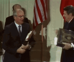 Ussr Mikhail Gorbachev Ronald Reagan Handshake GIF | GIFDB.com