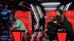 Voice Coach Smash Head With Mic Boing GIF | GIFDB.com