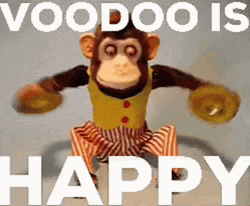 Voodoo Happy Monkey Playing Cymbals GIF | GIFDB.com