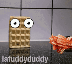 Waffle Bread Wobbly Eyes Falling Over GIF | GIFDB.com