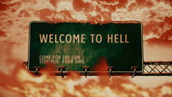 Welcome To Hell Fiery Sign Board GIF | GIFDB.com